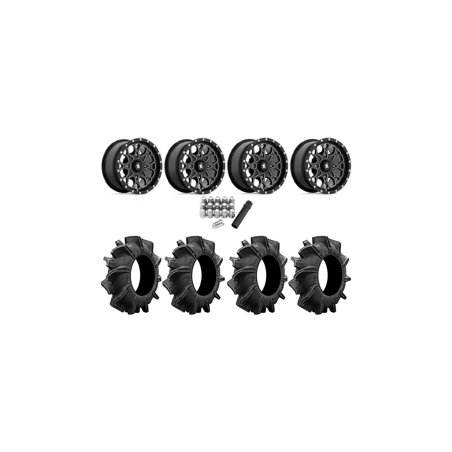 Assassinator Mud Tires 29.5x8-14 on MSA M45 Portal Milled Wheels