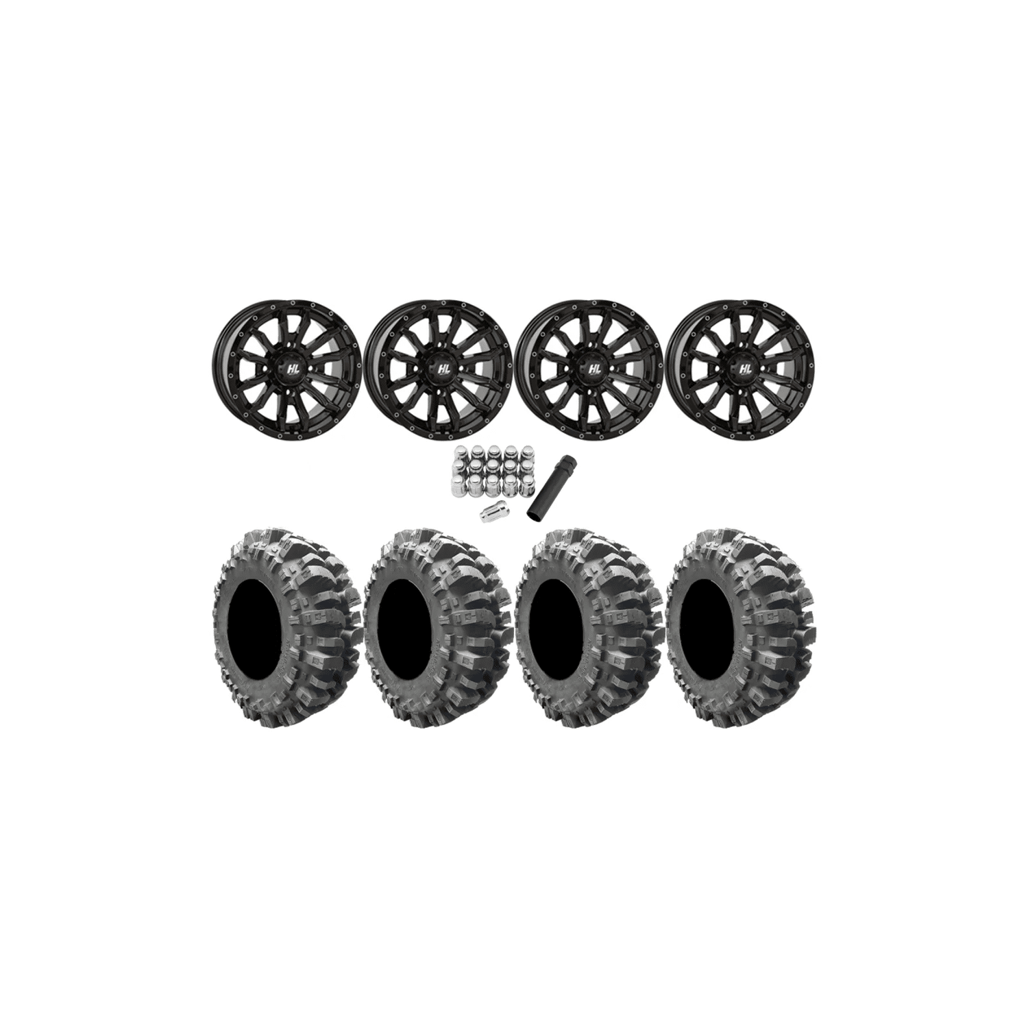 INTERCO BOGGER 31-9.5-14 TIRES ON HL21 GLOSS BLACK WHEELS