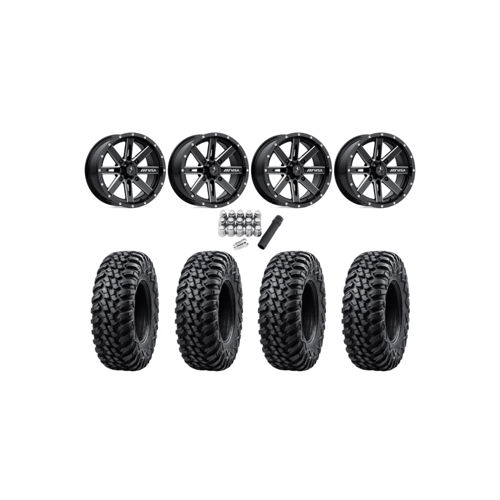Tusk Terrabite 28x10-14 Radial Tires on MSA M41 Boxer Wheels