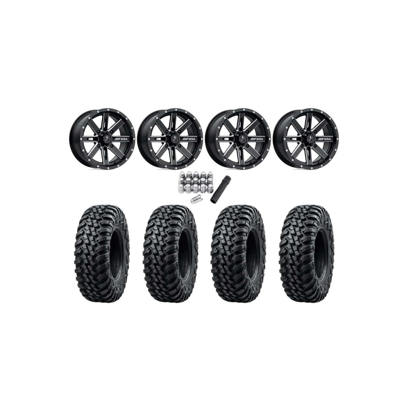 Tusk Terrabite 28x10-14 Radial Tires on MSA M41 Boxer Wheels