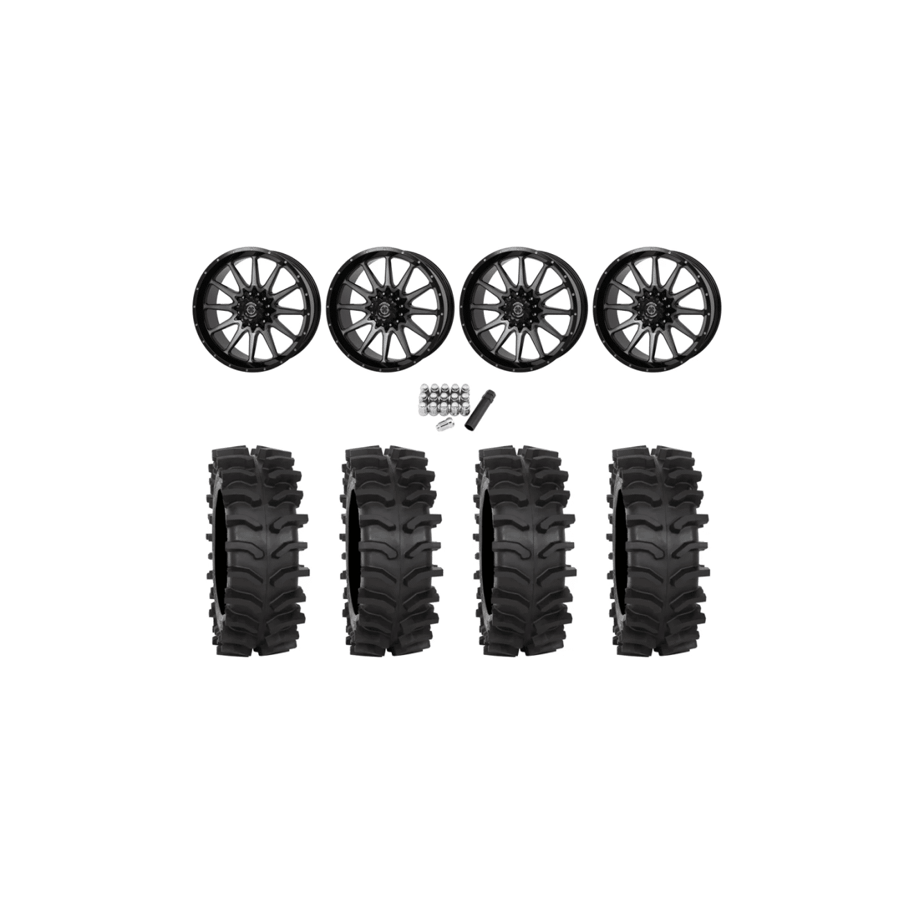 System 3 XT400W 35x12-20 Tires on Frontline 762 Dark Tint Wheels