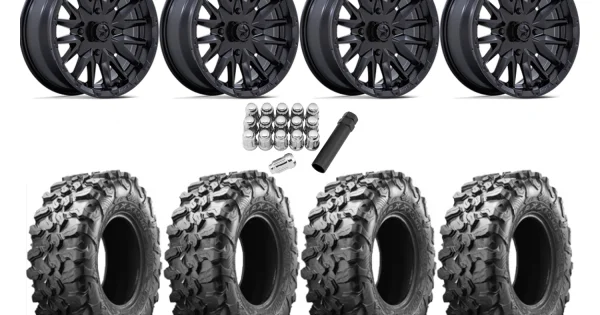 Maxxis Carnivore 32x10-15 Tires on MSA M49 Creed Matte Black Wheels