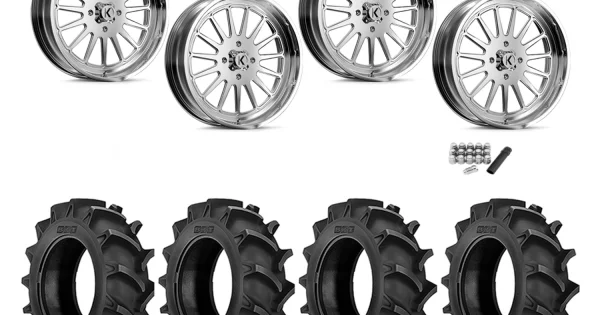 BKT TR 171 42x9.5-24 Tires on KG1 Forged KU016 Rays Polished Wheels