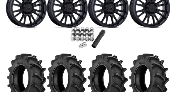 BKT TR 171 42x9.5-24 Tires on MSA M51 Thunderlips Matte Black Wheels