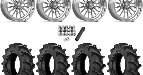 BKT TR 171 46x12.4-24 Tires on MSA Breakout Polished (24x10) Forged Wheels