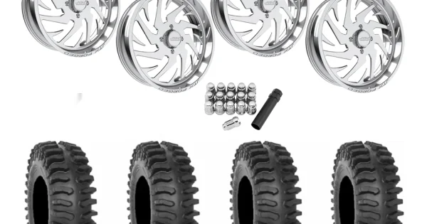 System 3 XT400 40x9.5-24 Tires on JTX Forged Splinter Polished Wheels