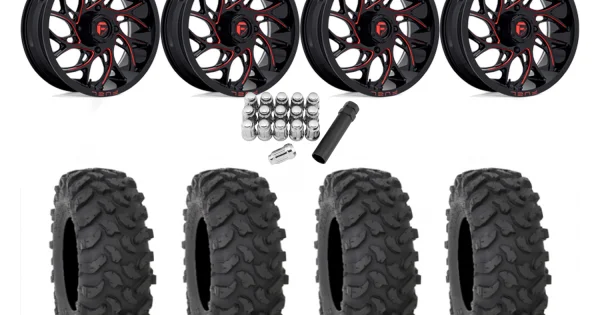 System 3 XTR370 35x10-18 Tires on Fuel Runner Candy Red Wheels
