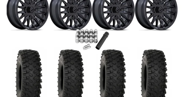 System 3 ATX470 28x10-14 Tires on MSA M49 Creed Matte Black Wheels