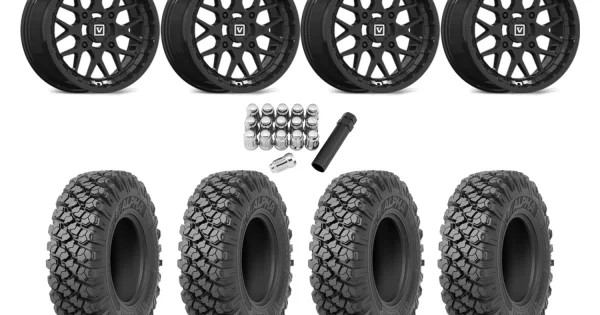 Valor Off-Road Alpha 32x10-15 Tires on V03 Gloss Black Wheels
