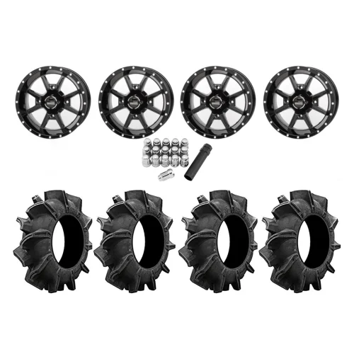 Assassinator Mud Tires 28x10-14 on Frontline 556 Black Wheels