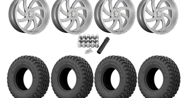 EFX MotoHammer 33x10-18 Tires on MSA M36 Switch Brushed Titanium Wheels