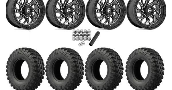 EFX MotoRally 30x10-15 Tires on Fuel Runner Gloss Black Milled Wheels
