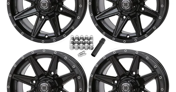 Frontline 308 Gloss Black 14x7 Wheels/Rims (Full Set)