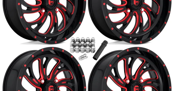 Fuel Off Road Kompressor Gloss Black with Red Tint 18x7 Wheels/Rims ...