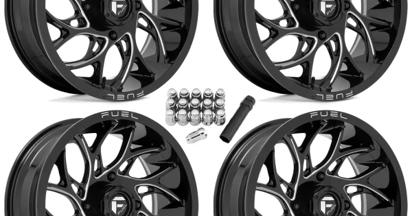Fuel Off Road Runner Gloss Black & Milled 22x7 Wheels/Rims (Full Set)