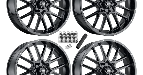 ITP Hurricane Gloss Black 20x6.5 Wheels/Rims (Full Set)