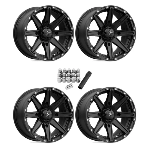 MSA M33 Clutch Satin Black 16x7 Wheels/Rims (Full Set)