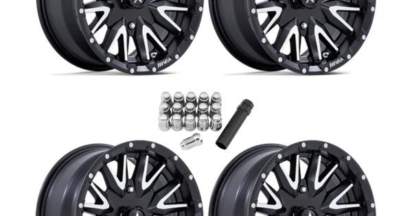 MSA M49 Creed Matte Black and Machined 15x7 Wheels/Rims (Full Set)