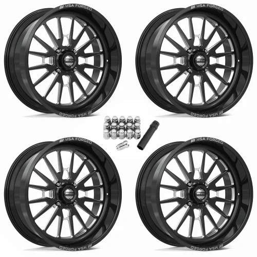 MSA Breakout Gloss Black Milled 24x10 Forged Wheels/Rims (Full Set)