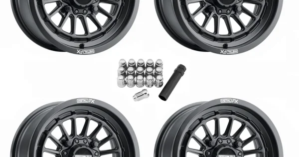 Metal FX Delta Satin Black 15x7 Wheels/Rims (Full Set)