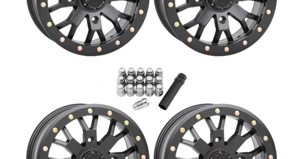System 3 Offroad SB-4 Matte Black 15x7 Beadlock Wheels/Rims (Full Set)
