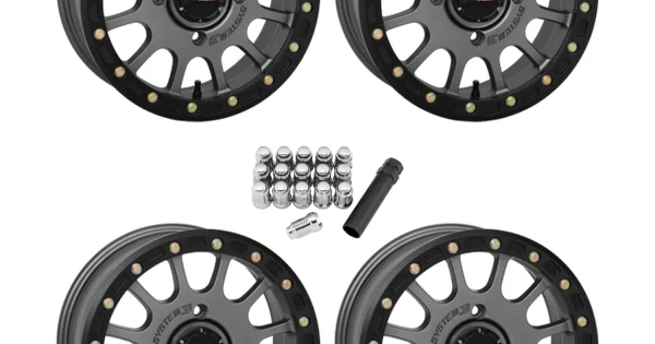 System 3 Offroad SB-5 Gunmetal 15x7 Beadlock Wheels/Rims (Full Set)