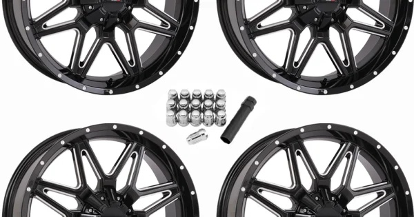 System 3 Offroad ST-7 Gloss Black Milled 20x7 Wheels/Rims (Full Set)