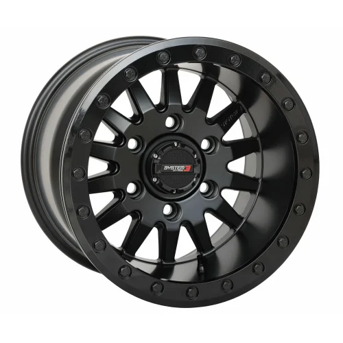 System 3 Offroad SB-8 Matte Black 15x10 Beadlock Wheels/Rims (Full Set)