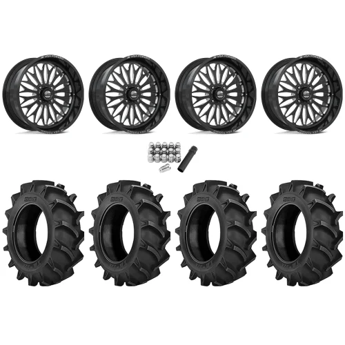 BKT TR 171 46x12.4-24 Tires on MSA Shockwave Gloss Black Milled (24x10 ...