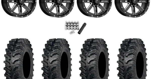 ITP MT911 27x10-14 (8ply) Tires on MSA M41 Boxer Gloss Black Milled Wheels