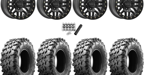 Maxxis Carnivore 32x10-15 Tires on Raceline Ryno Black Beadlock Wheels