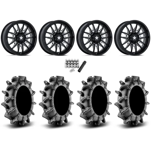 Assassinator Mud Tires 36x8-20 on MSA M55 Commander Gloss Black Milled ...
