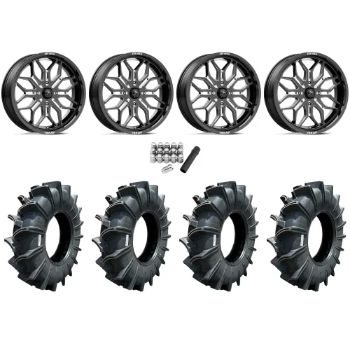 Assassinator Mud Tires 44x12-24 on MSA M47 Sniper Gloss Black Milled Wheels