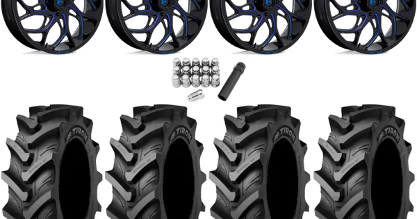 Tiron HS617 TT 42x9.5-24 Tires on Fuel Runner Candy Blue Wheels