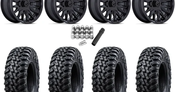 Tusk Terrabite 35x10.5-15 Radial Tires on MSA M49 Creed Matte Black Wheels
