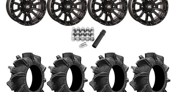 Assassinator Mud Tires 32x8-14 on HL21 Gloss Black Wheels