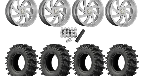 EFX MotoSlayer 32x9.5-18 Tires on MSA M36 Switch Brushed Titanium Wheels