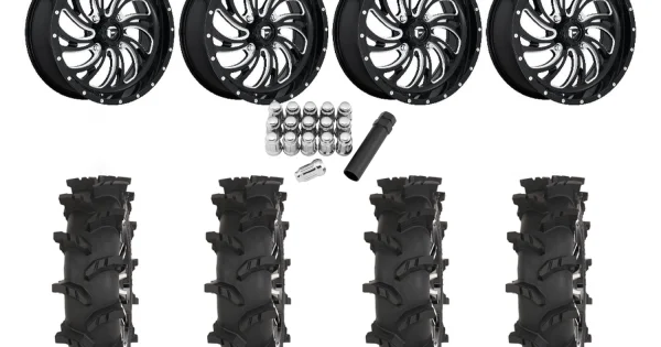 High Lifter Outlaw Max 33x10-20 Tires on Fuel Kompressor Milled Wheels