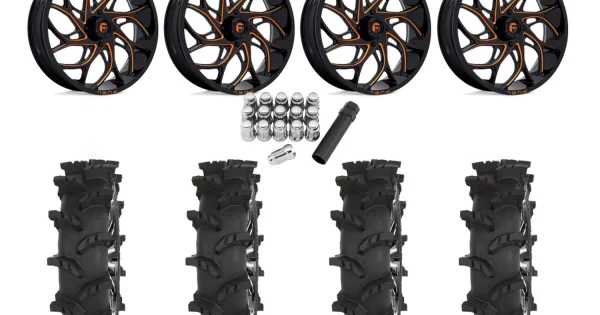 High Lifter Outlaw Max 37x10-22 Tires on Fuel Runner Candy Orange Wheels