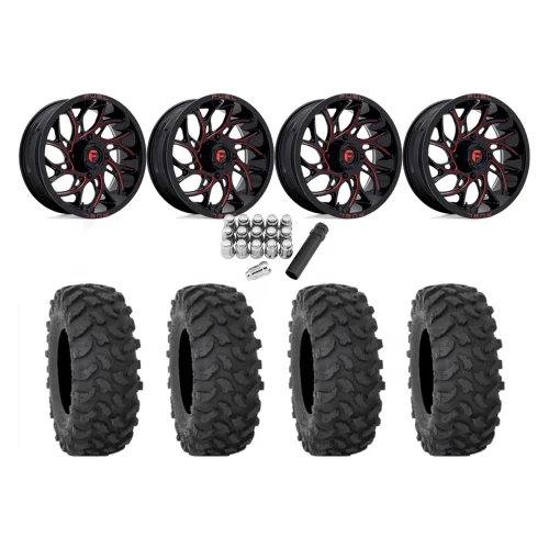 System 3 XTR370 37x10-22 Tires on Fuel Runner Candy Red Wheels