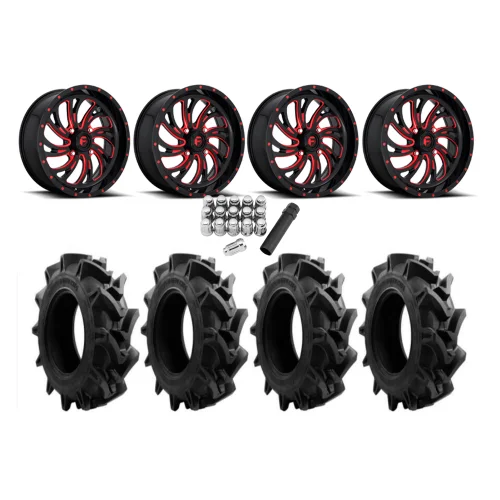 EFX Motohavok 34x8.5-18 Tires on Fuel Kompressor Gloss Black with Red ...