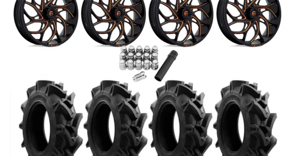 EFX Motohavok 32x8.5-18 Tires on Fuel Runner Candy Orange Wheels