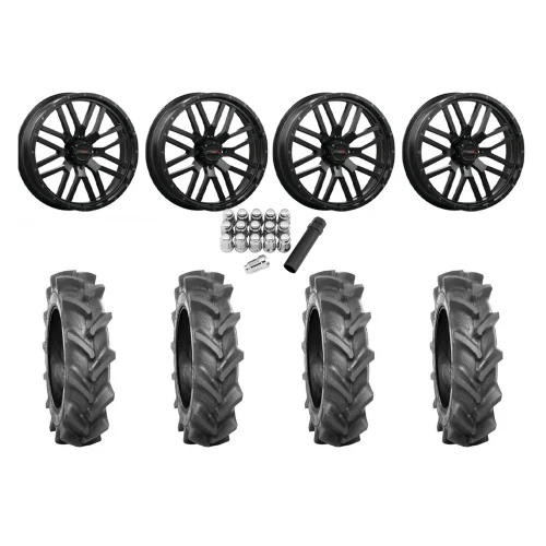 BKT AT 171 40x9-24 Tires on ST-3 Matte Black Wheels