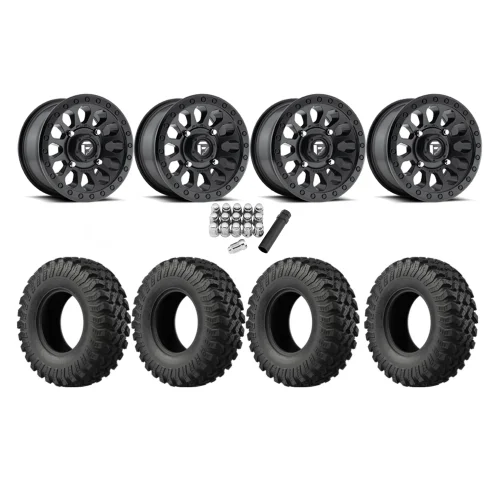 EFX MotoRally 33x10-15 Tires on Fuel Vector Matte Black Wheels
