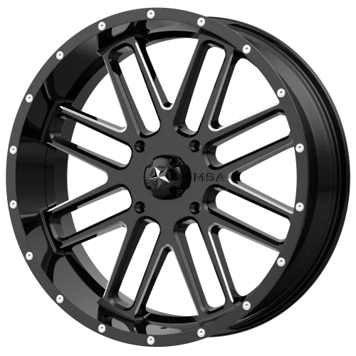 MSA M35 Bandit Gloss Black Milled 18x7 Wheels/Rims (Full Set)