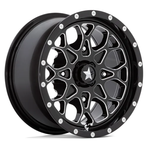 MSA M45 Portal Gloss Black Milled 14x7 Wheels/Rims (Full Set)