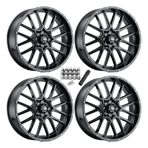 ITP Hurricane Gloss Black 20x6.5 Wheels/Rims (Full Set)