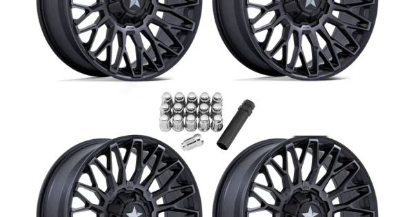 MSA M50 Clubber Matte Black DDT 24x7 Wheels/Rims (Full Set)