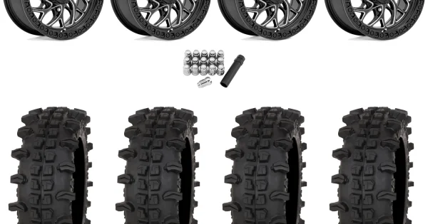Frontline ACP 33x12-15 (10ply) Tires on Fuel Runner Gloss Black Milled ...