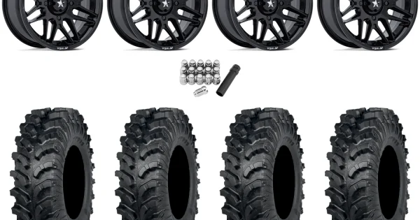 ITP MT911 27x10-14 (8ply) Tires on MSA M52 Radar Gloss Black Wheels